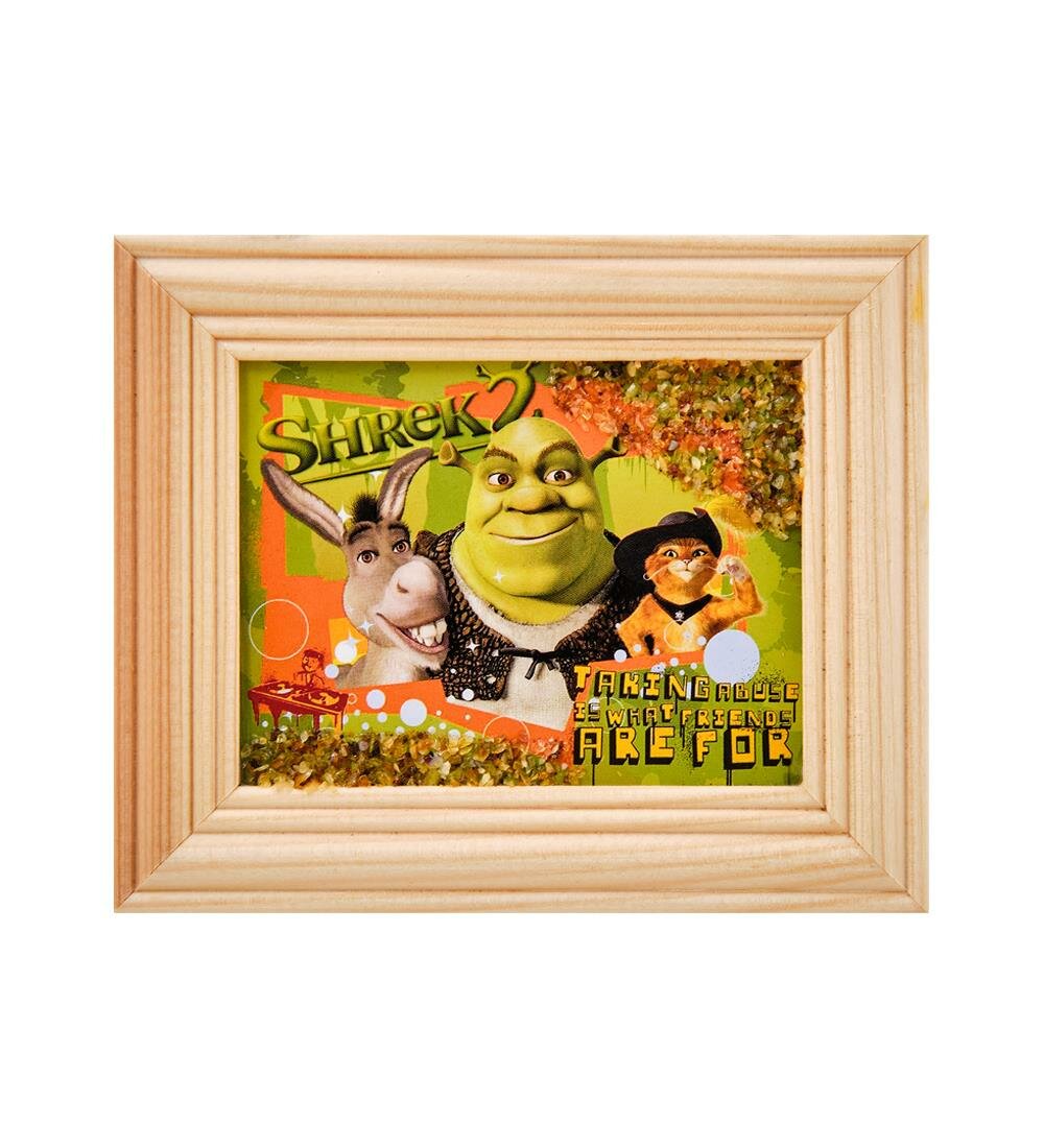 Картина из янтаря 'Шрек" (с янтарной крошкой) деревянная рамка 7х9 A2181885 Народные промыслы