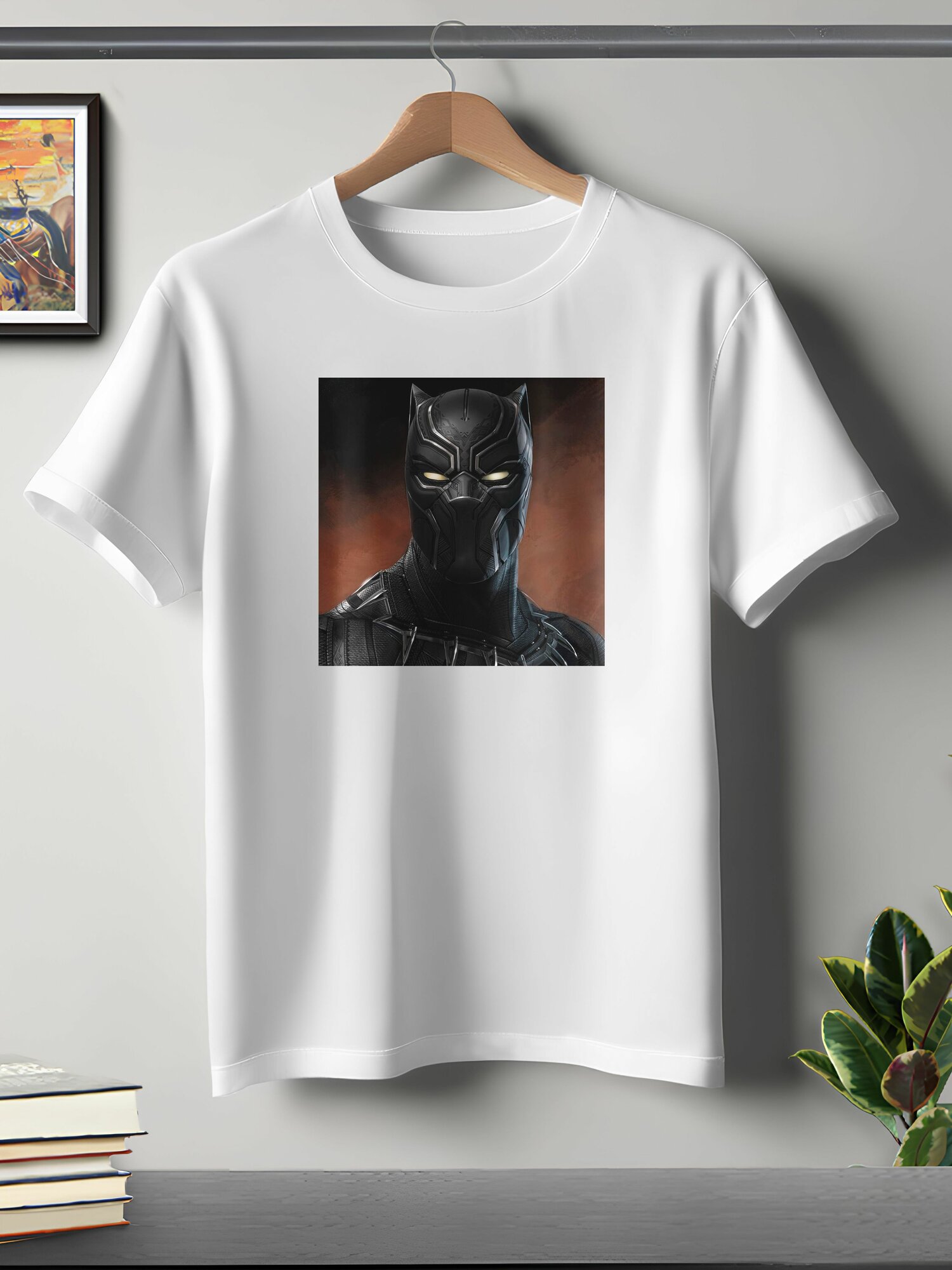 Футболка ONEQ унисекс 46-48 (M) размер с принтом Черная Пантера, белая