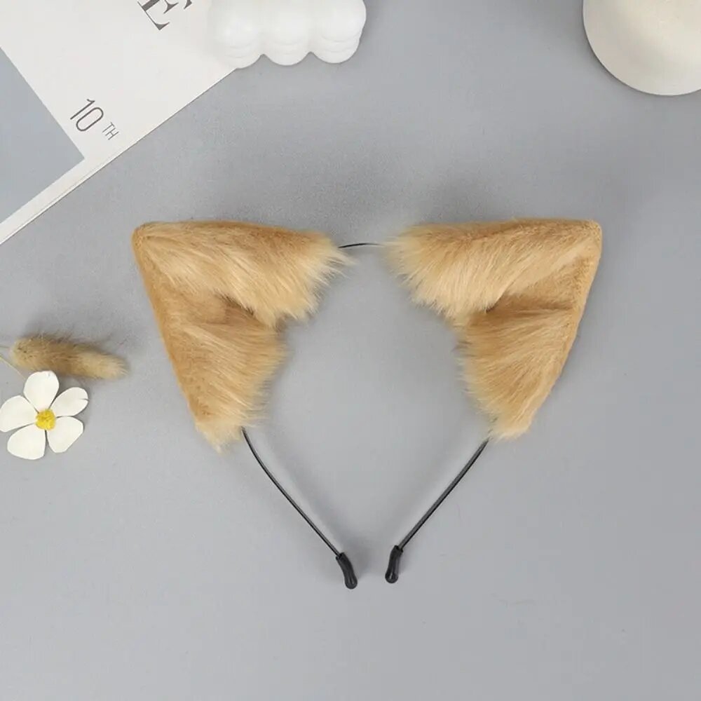 Плюшевые лисьи кошачьи уши Khaki