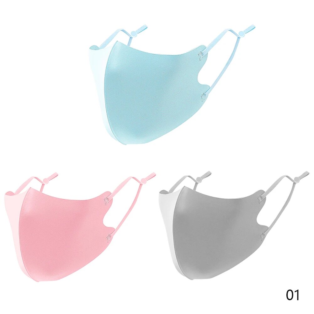 Маска для лица 3D Fanmuran, 3 шт, Голубой, Gray Pink Blue