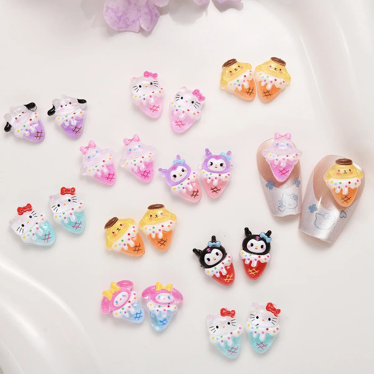 50 шт. Шармы Sanrio Hello Kitty Kuromi Melody для ногтей, G020-Mix