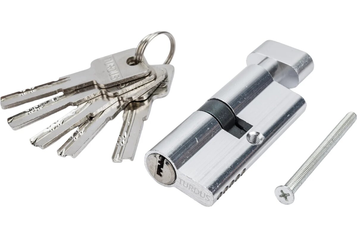 TURDUS PALIDORE алюминиевый цилиндр A70 PC с ключом и заверткой, хром блестящий 98760952