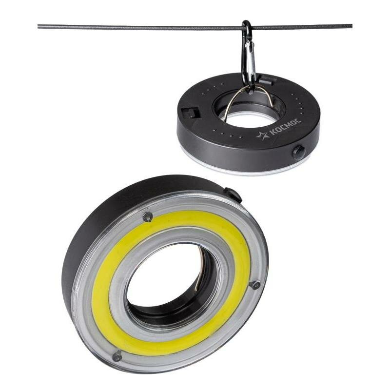 Фонарь кемпинговый походный Космос 5 Вт COB LED с карабином для туризма и кемпинга