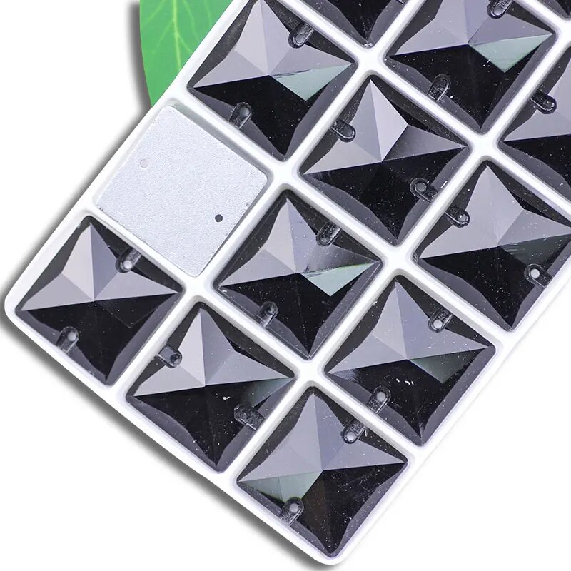 Стразы стекло qlcrystal квадратные AB 8-22 мм 16MM 24Pcs, black