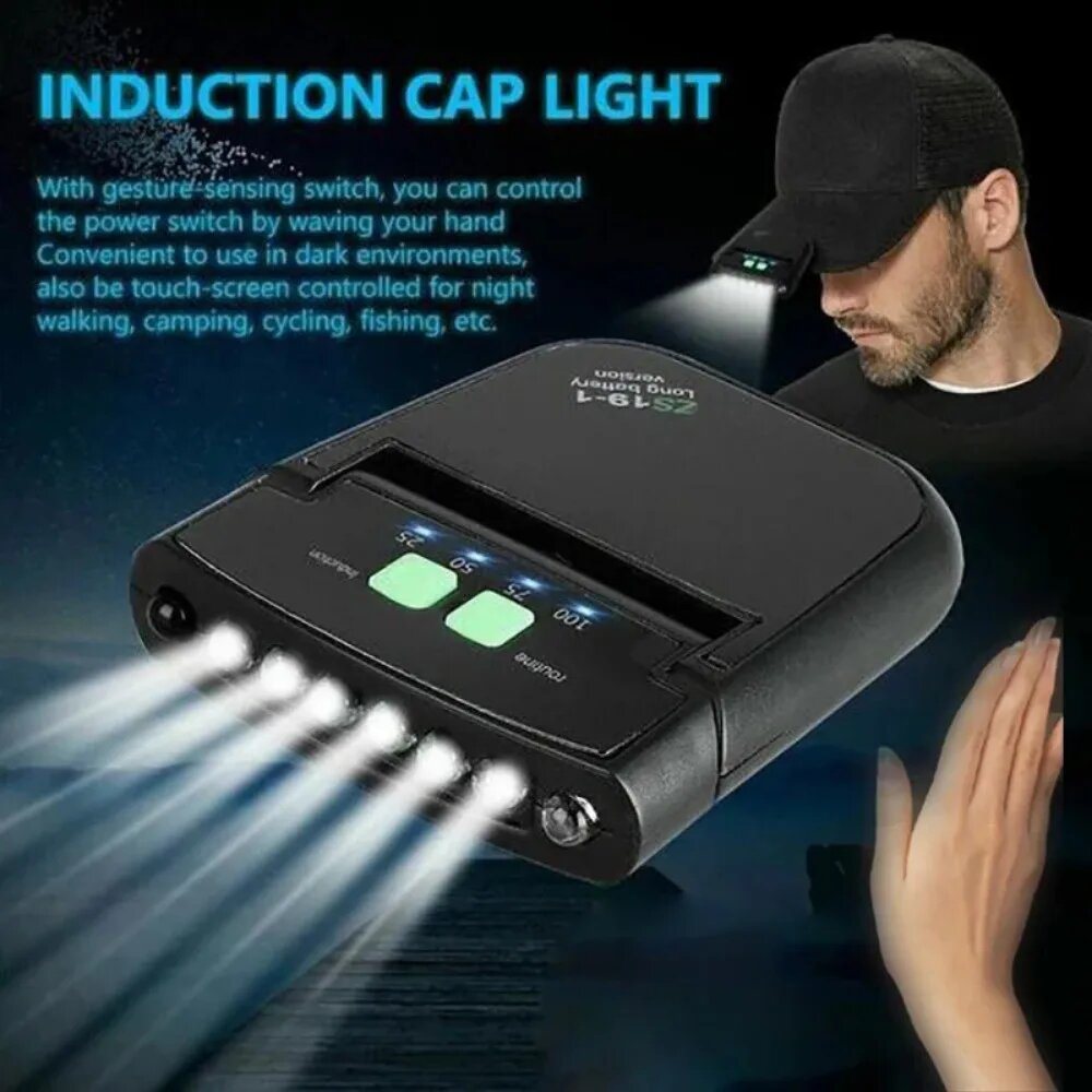 USB перезаряжаемый налобный фонарь с датчиком движения 6 LED