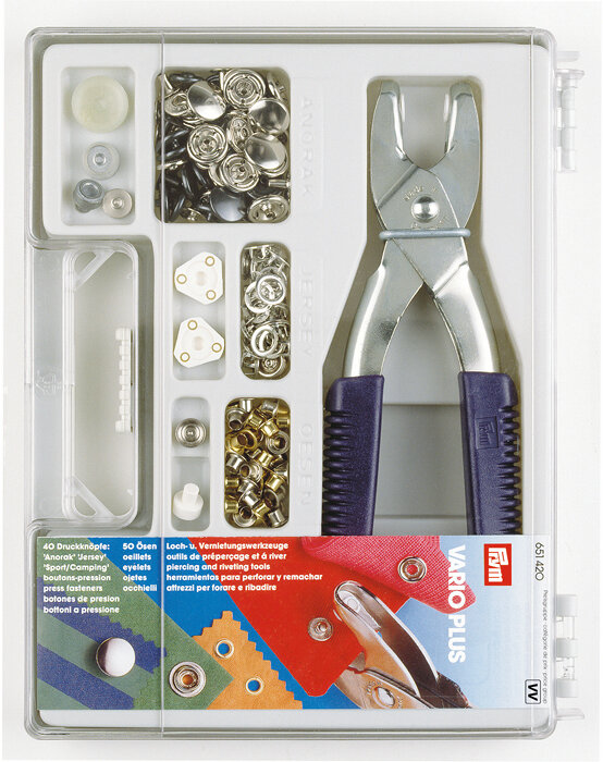 Сундучок "Vario Plus" набор для установки кнопок и люверсов с устройством для установки.