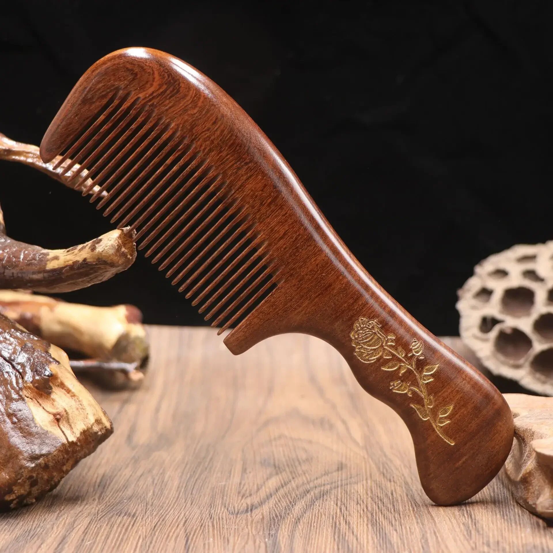 Золотой гребень Dawndesslo из сандалового дерева Style C-18cm