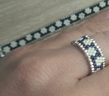 Кольцо плетеное, бисер