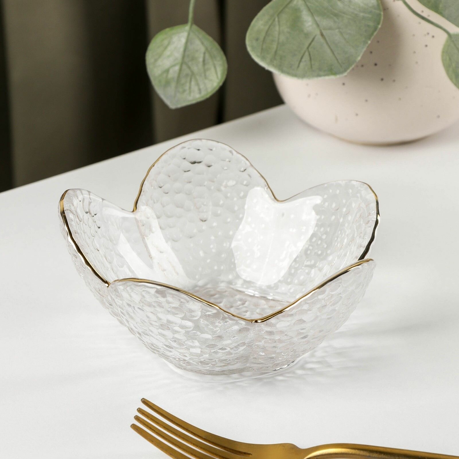 Миска "Цветок", d 12 см, цвет прозрачный