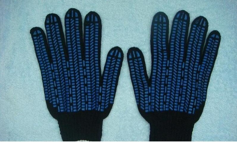 Перчатки рабочие х/б, ПВХ "Протектор", 7,5 класс, 6 нитей, черный, (1уп-1пара)/г. Бирск