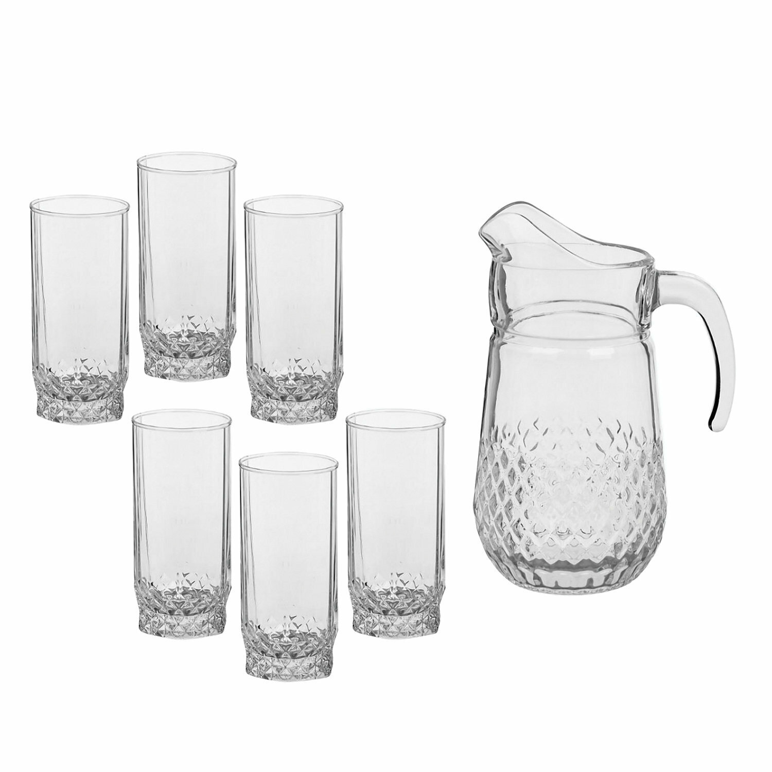 Набор посуды Pasabahce 7 предметов, кувшин 1250 мл, 6 стаканов 275 мл, стекло, "Valse" (97675)