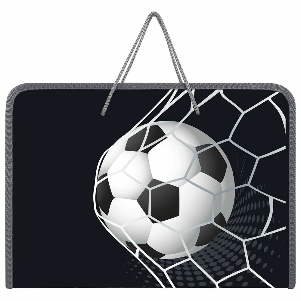 Папка для труда с ручками Пифагор на молнии, А4, "Ball kick", 1 отделение, пластик, органайзер (272229)