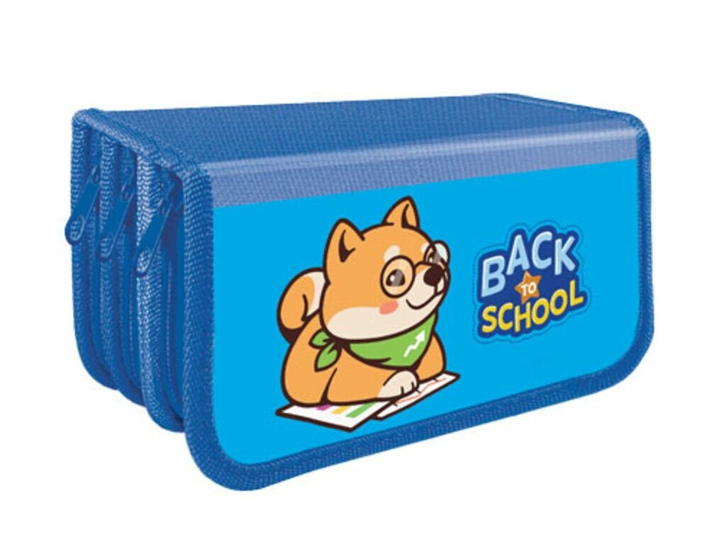 Пенал Пчелка 3 отделения 190х105х60 мм, молния, ламинация картон "Ученый корги"