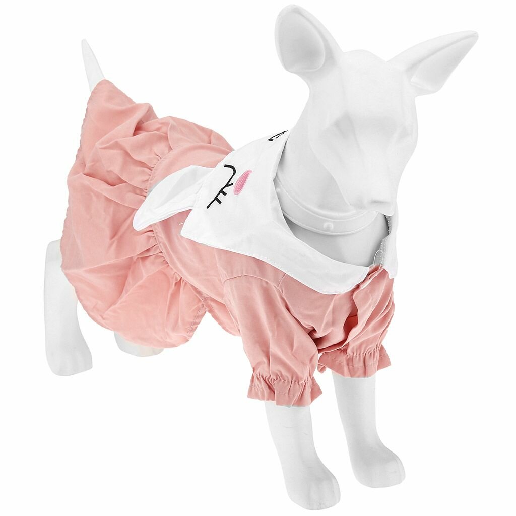 Платье для собаки Pet Toys "Зайка", вышивка, на кнопках, XL, длина 40 см, обхват груди 50 см, шеи 38 см, розовое