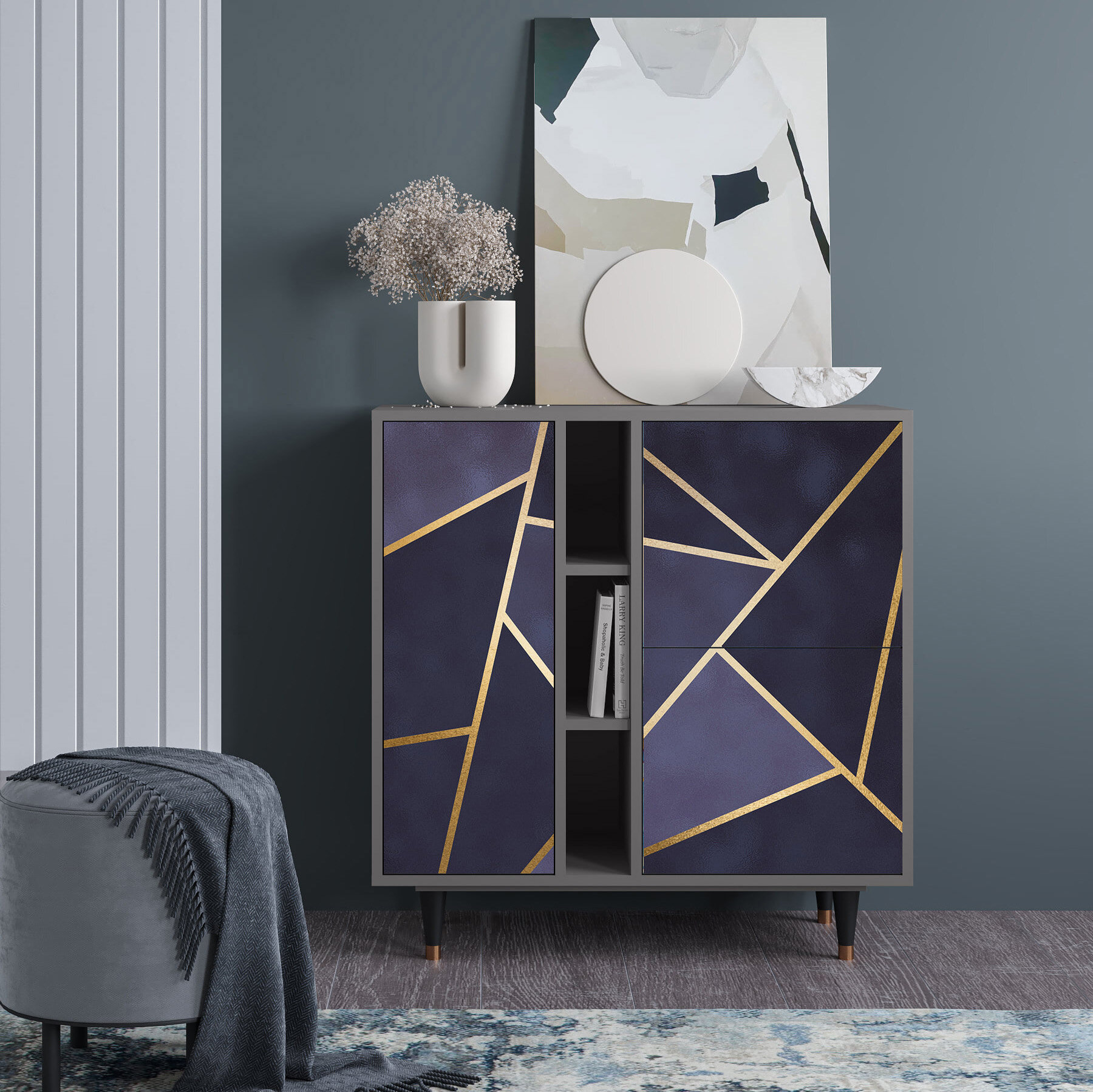 Комод - STORYZ - BS5 The Amethyst, Размер - 94 x 96 x 41 см, Цвет корпуса - , Серый