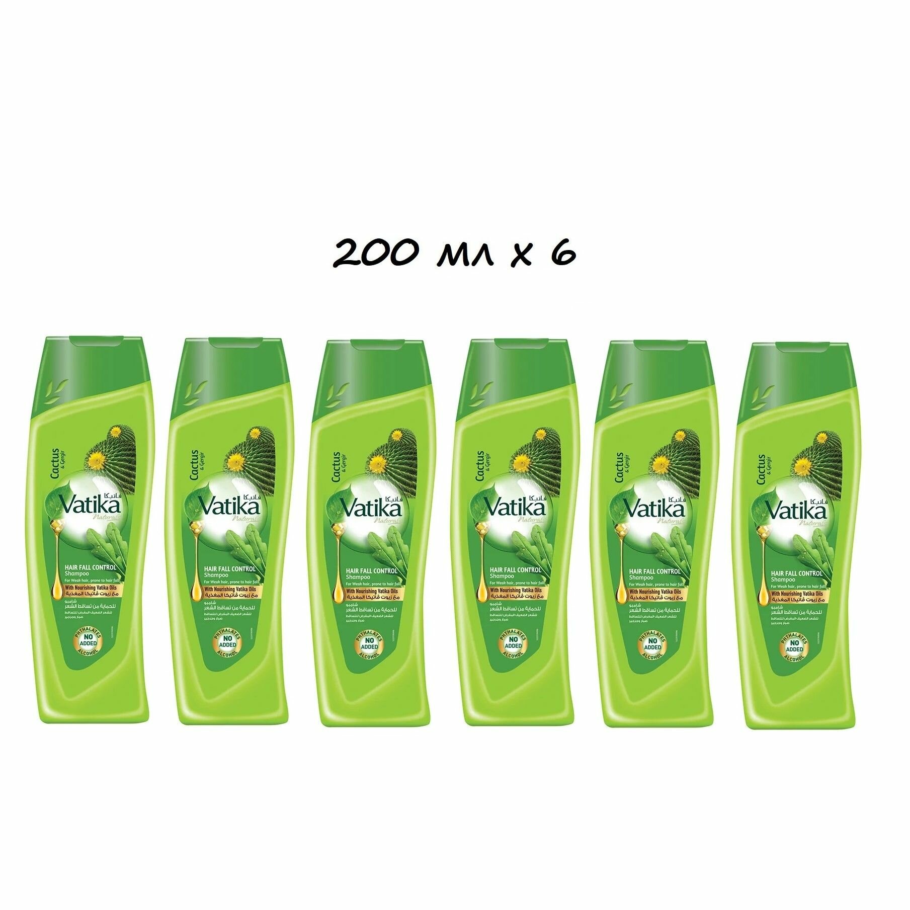 Dabur Vatika Шампунь Кактус и руккола против выпадения волос Дабур Ватика 200 мл - 6 шт