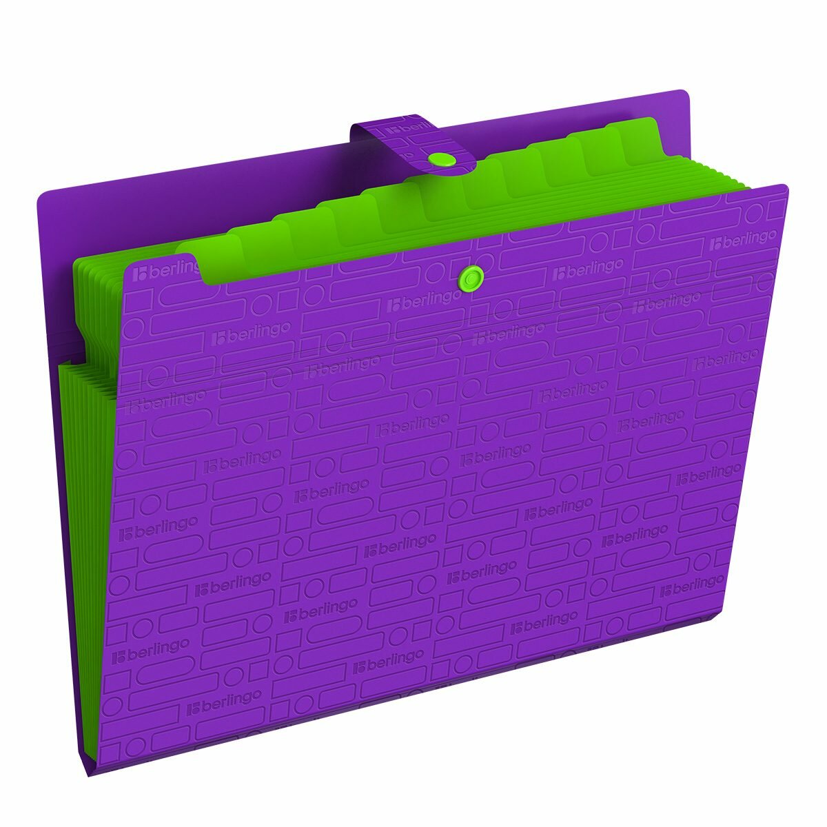 Папка-органайзер на кнопке Berlingo Your Way (А4, 600мкм, 12 отделений) фиолетовая (XF4_12894)