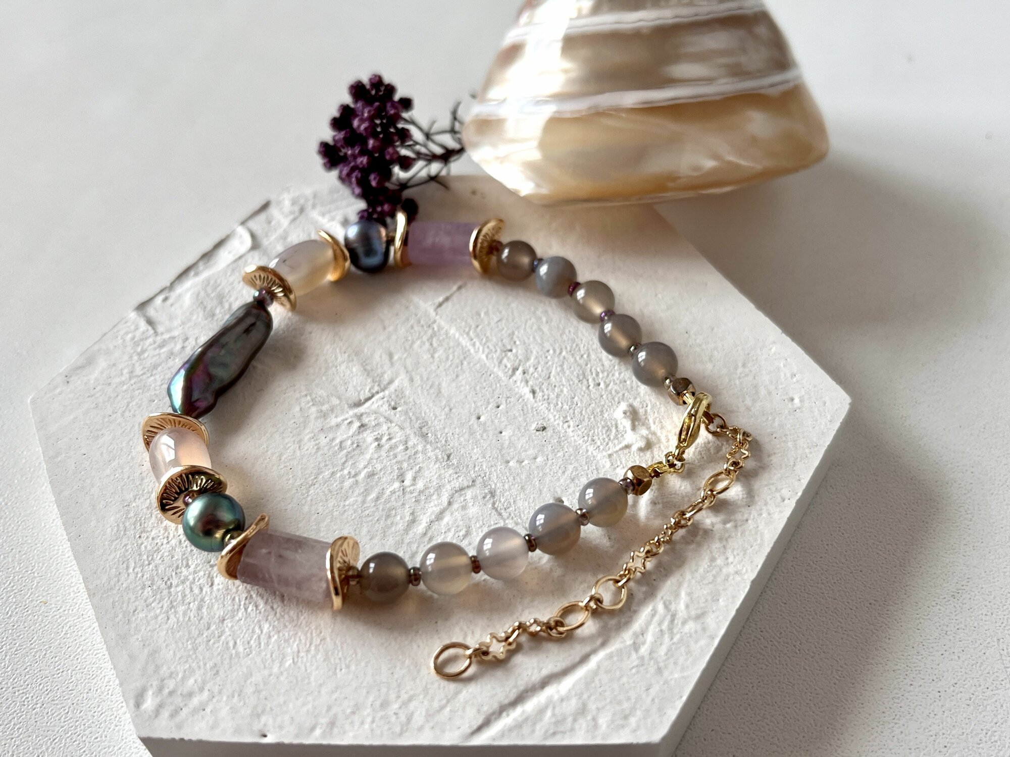 Браслет, жемчуг культивированный, стекло