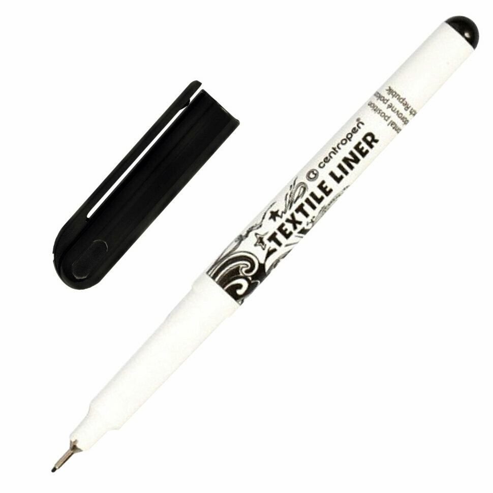Маркер для ткани черный CENTROPEN "Textile Liner", игольчатый наконечник, 0,6-0,8 мм, 2639, 5 2639 0112, 152010