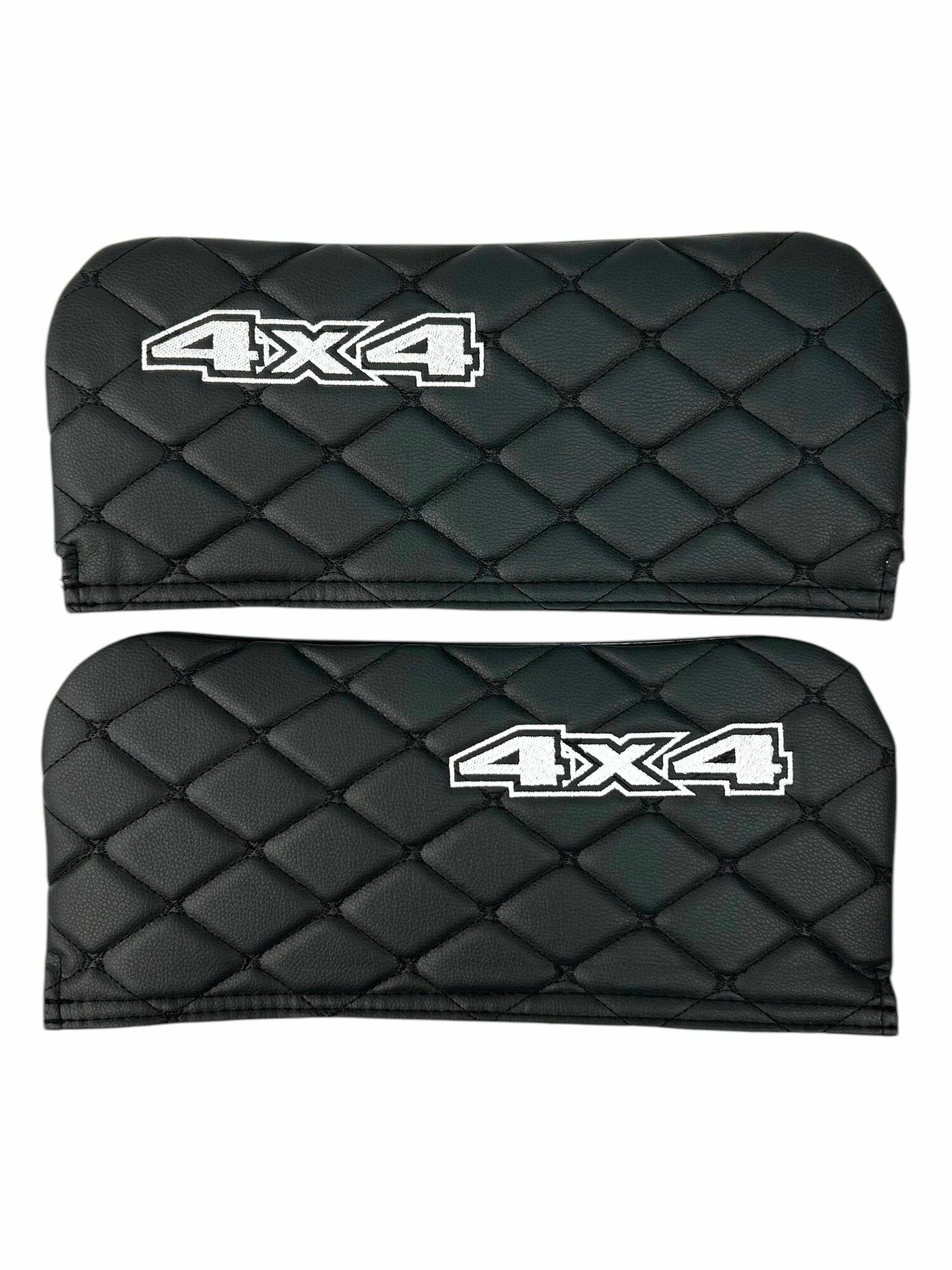 Чехлы на козырьки УАЗ 469 Хантер, 452 Буханка с лого 4х4, черный ромб черная нить