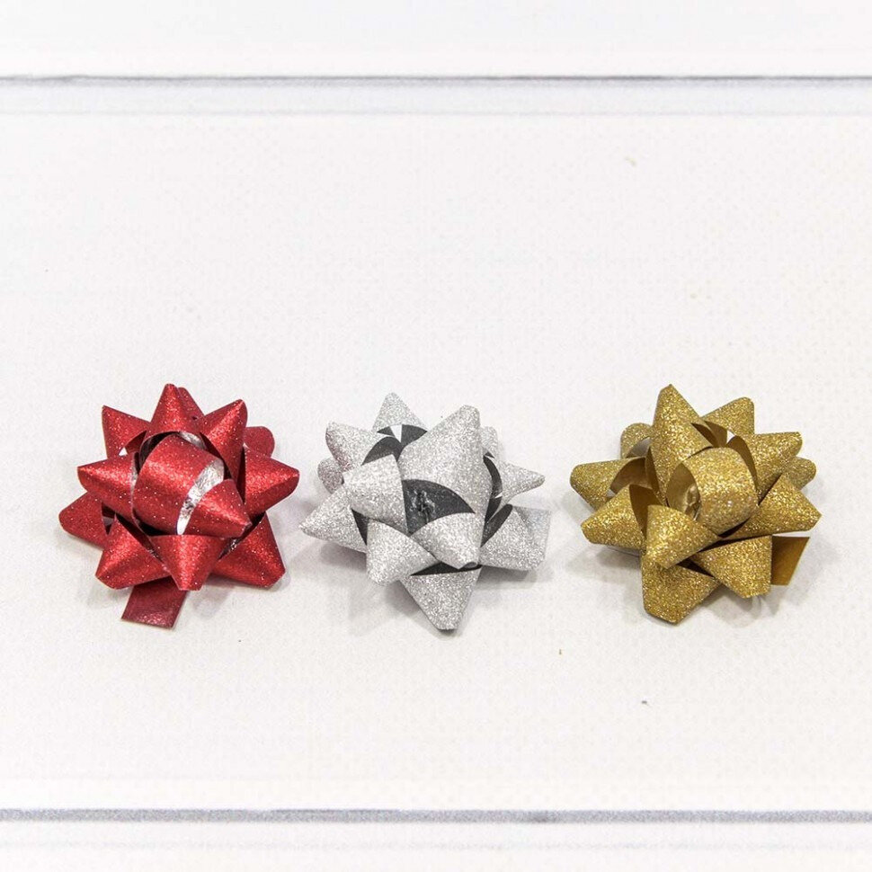 Бант звезда. Матовый блеск(микс). Набор 12шт. 3,8см