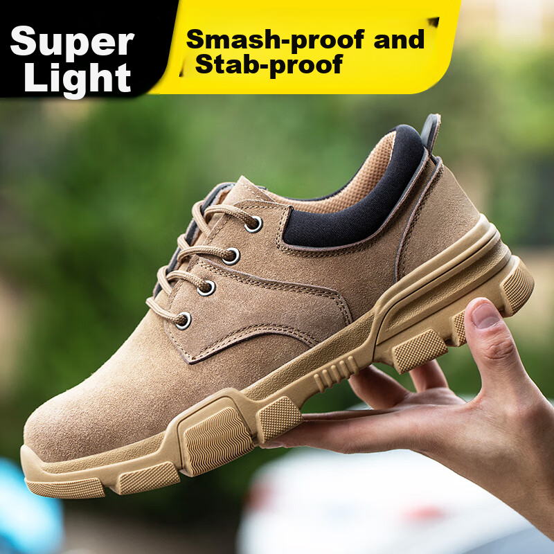 Fucheng Safety Shoes for Men, Breathable Steel Toe Cap, Anti-Smashing, Anti-Puncture, Wear-Resistant, Cowhide, Comfortable Work Protective Safety Shoes 267 Size 43