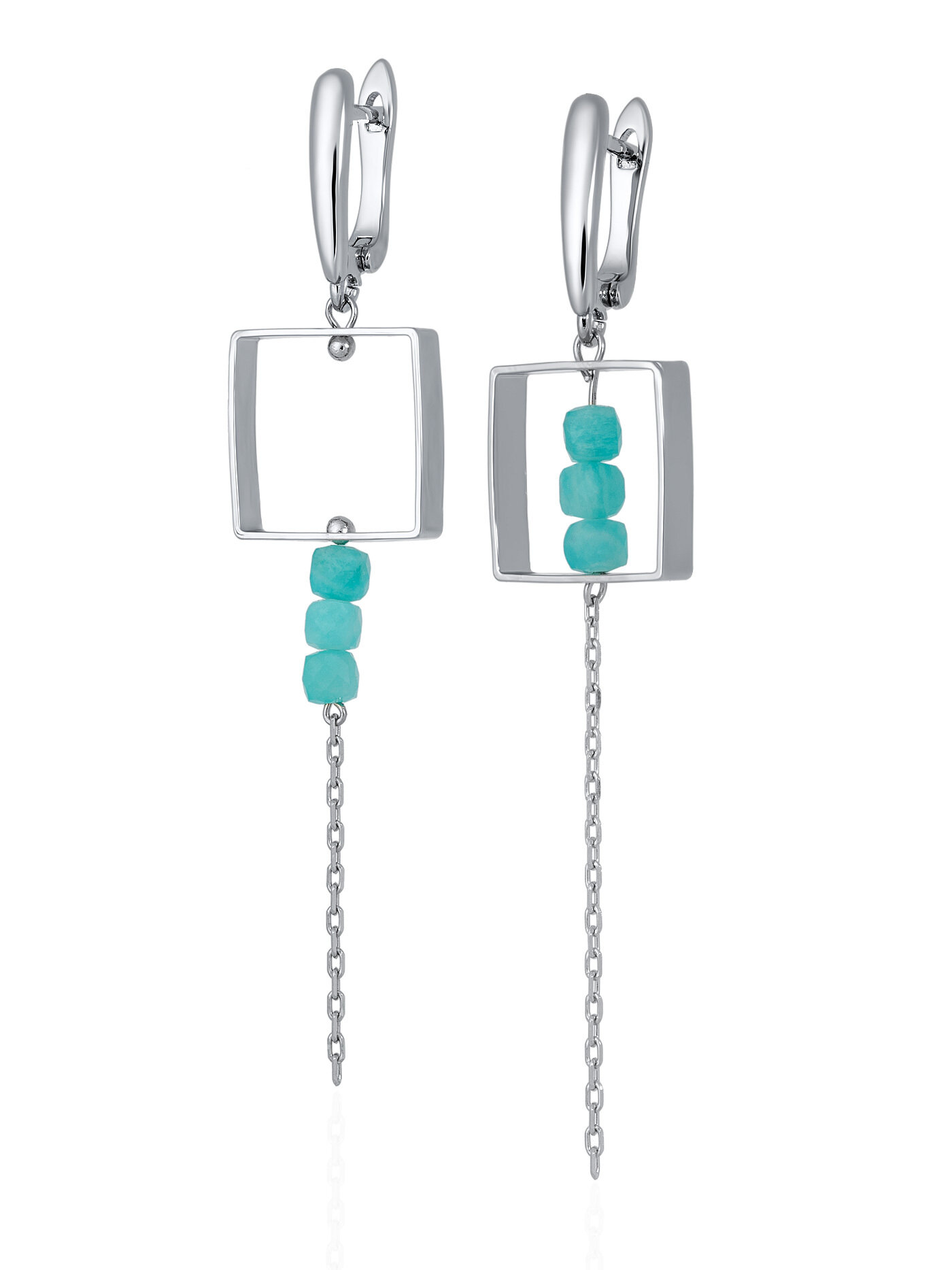 Серьги непарные, амазонит