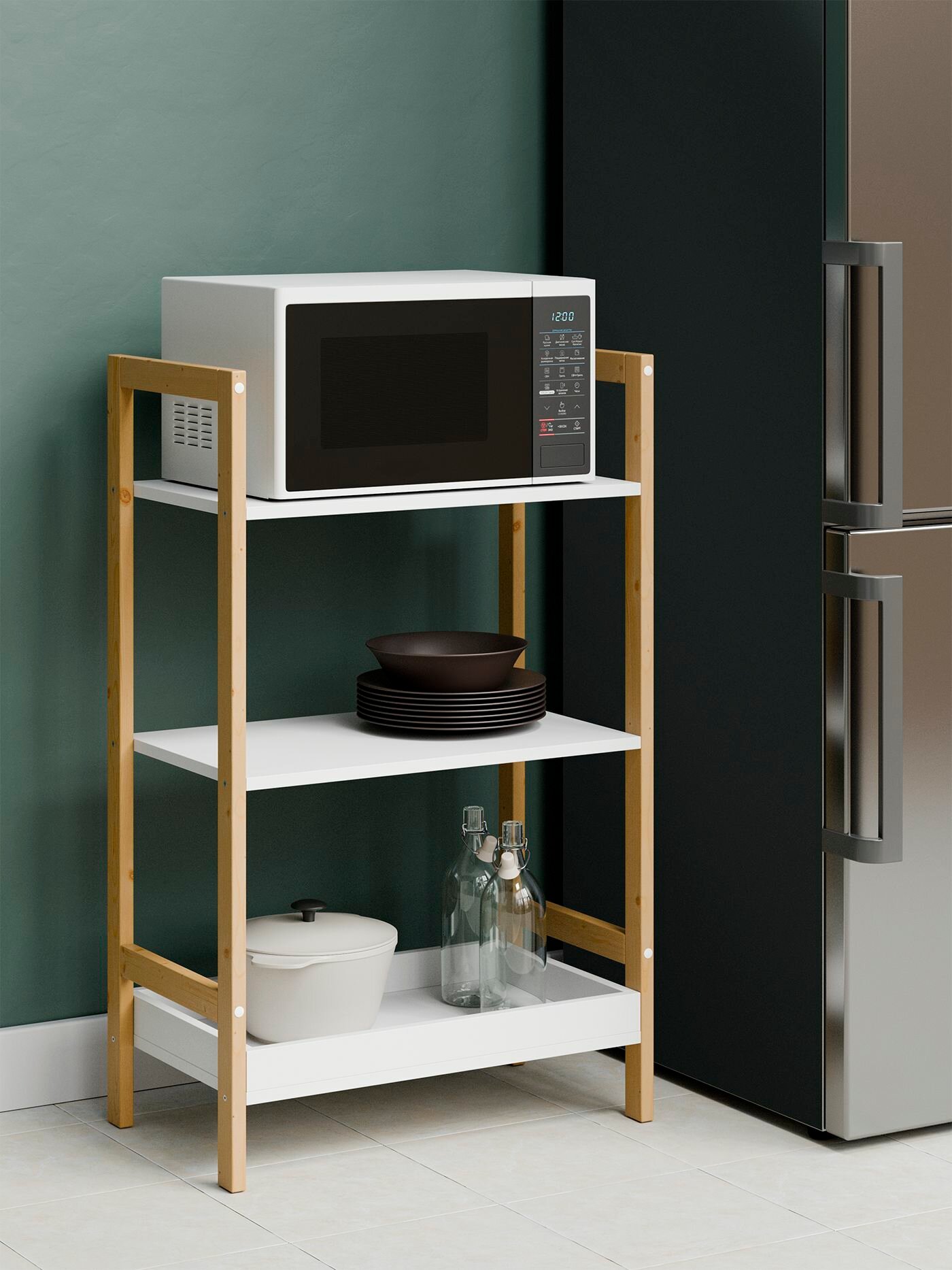 Стеллаж ALIBERY "олав", скандинавский стиль, белый, деревянный