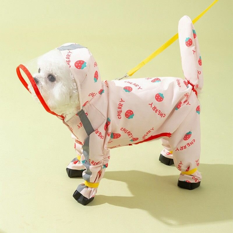 Дождевик, нейлон, с капюшоном, водоотталкивающий, для мелкой породы собак