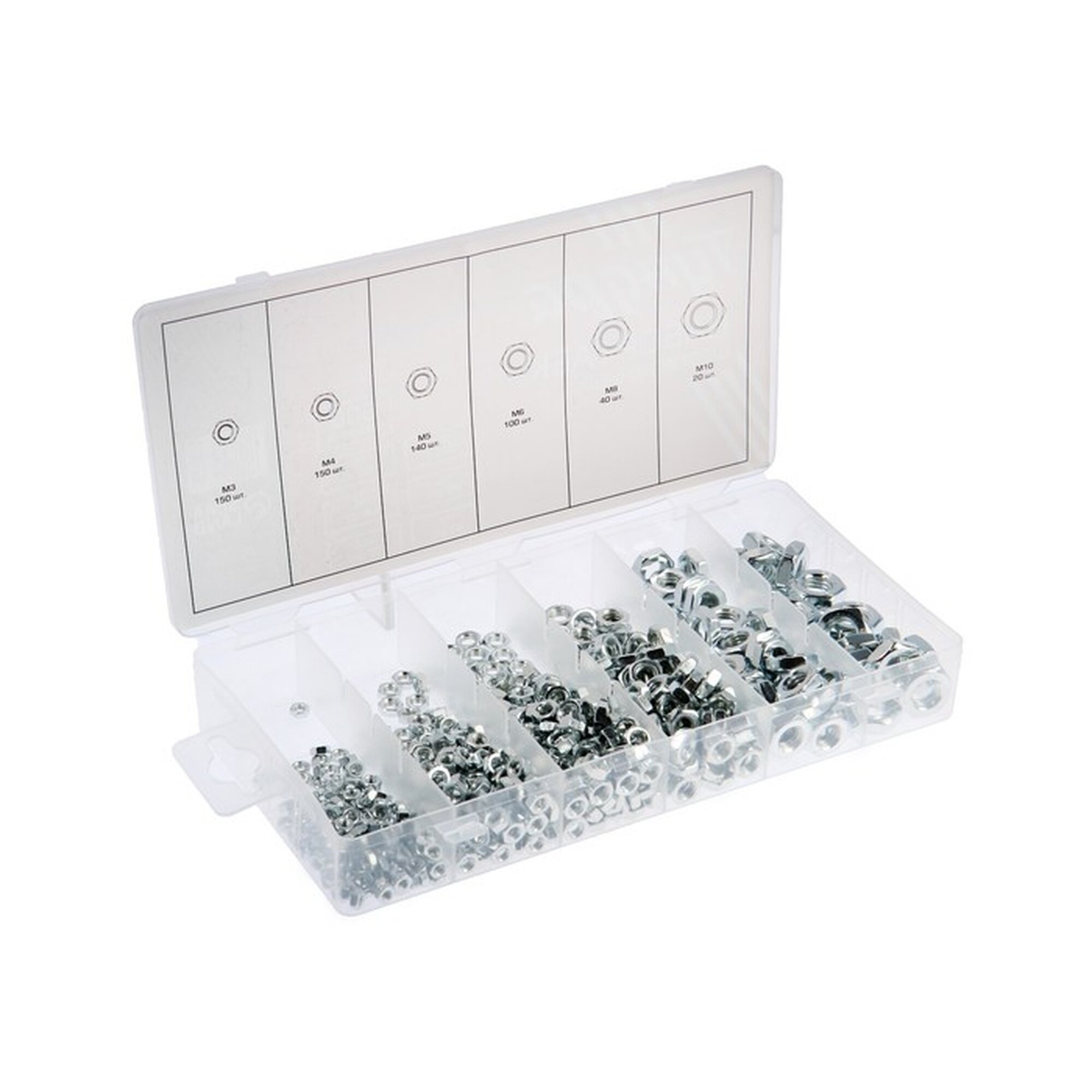 Набор гаек шестигранных тундра krep, 600 предметов, в пластиковом кейсе