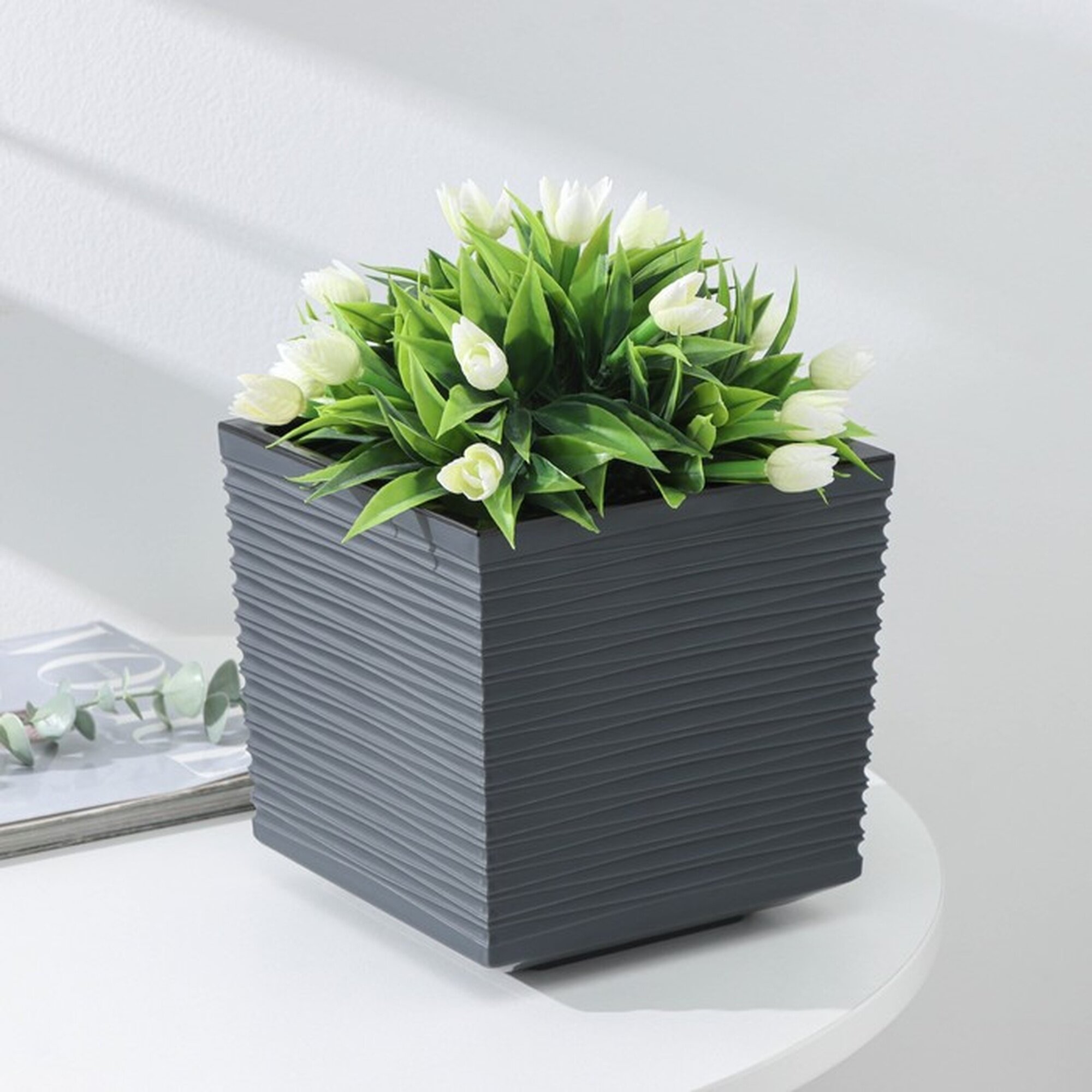 Кашпо Сибполимер Стиль, графитовый, для цветов, пластик, 3 л