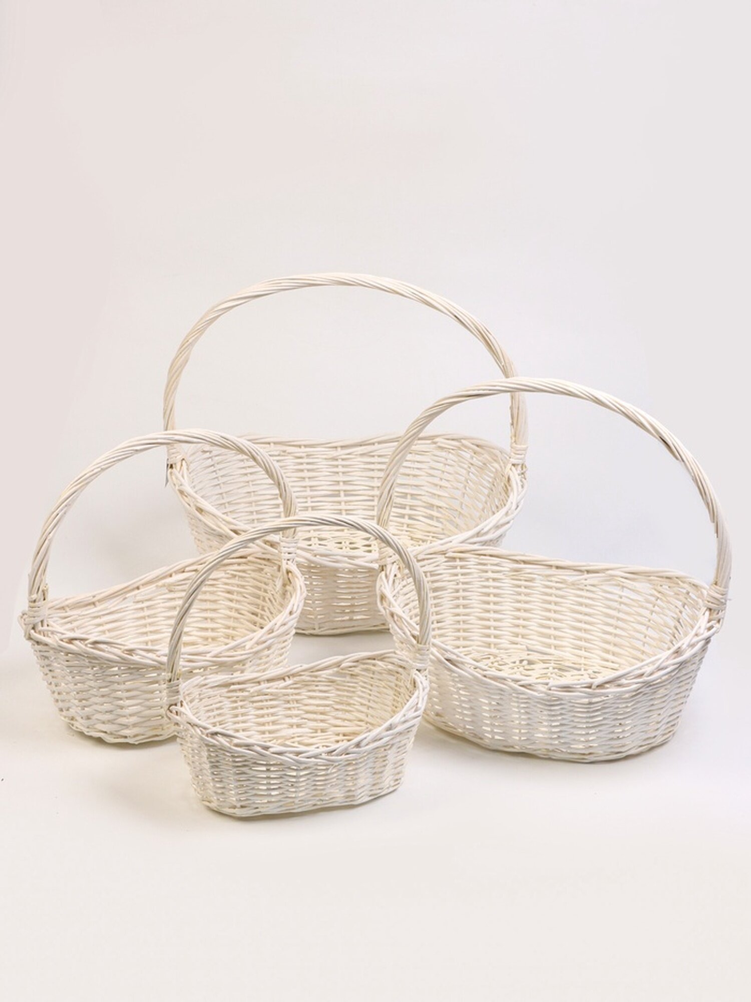 Набор 4 шт корзин плетеных 49х37х18 43х32х16 37х26х15 31х20х13 см плет ручка h=_ см серый