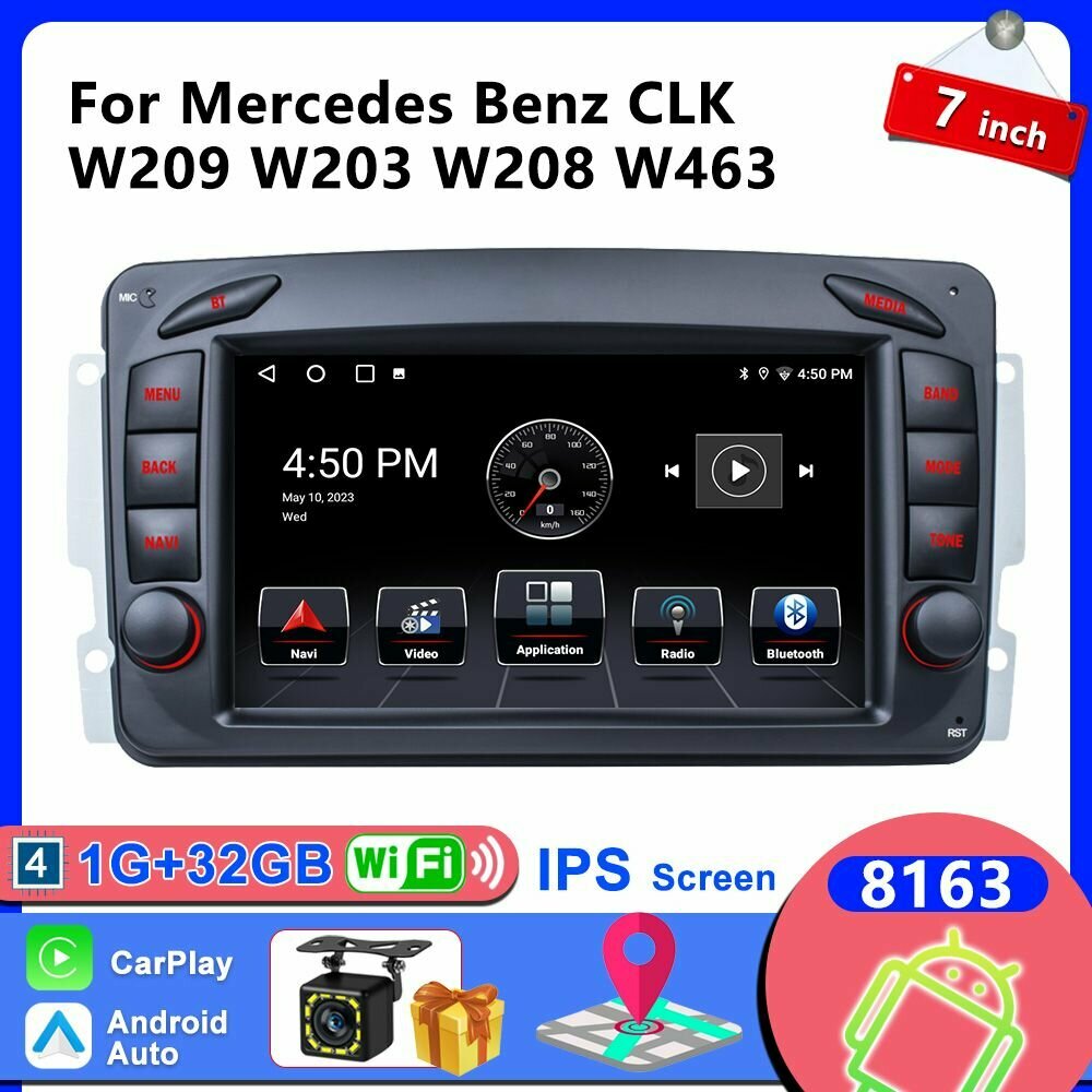 Модель For Benz W209 Android GPS навигационным мультимедийным плеером Автомобильное радио Carplay / Android Auto BT WIFI