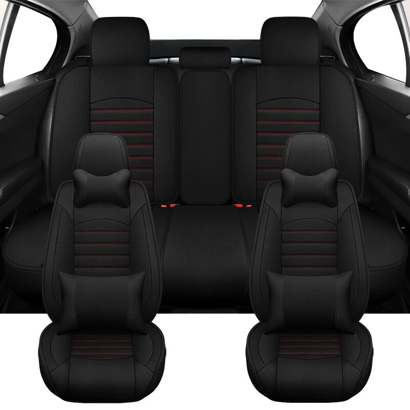 Полный комплект универсальных роскошных чехлов на автомобильные сиденья для Volwsagen VW Tiguan Golf 8 7 6 5 4 Bora Jetta Touareg, авто аксессуары для интерьера Luxury-Black Red