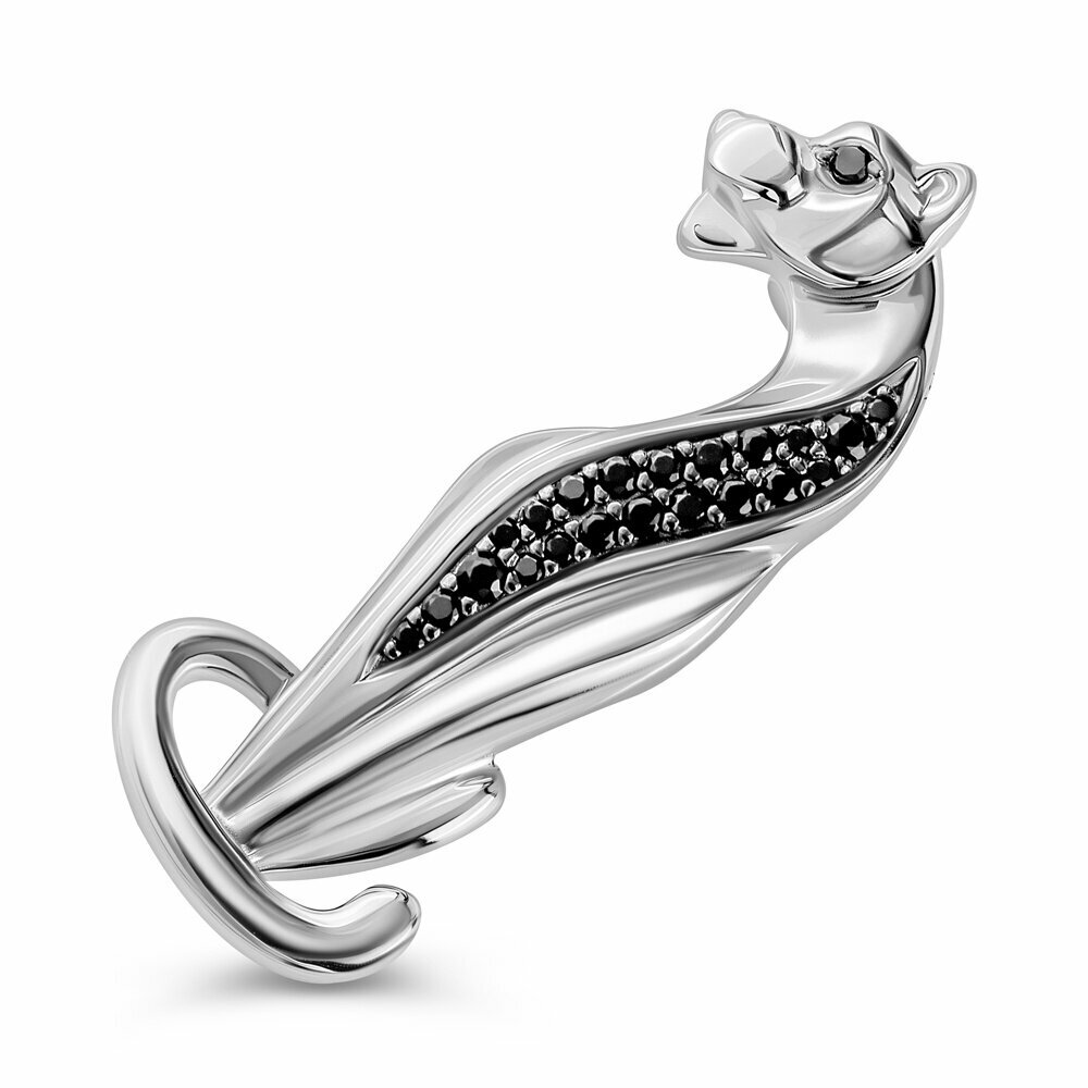Брошь, серебро, 925 проба, родирование, фианит