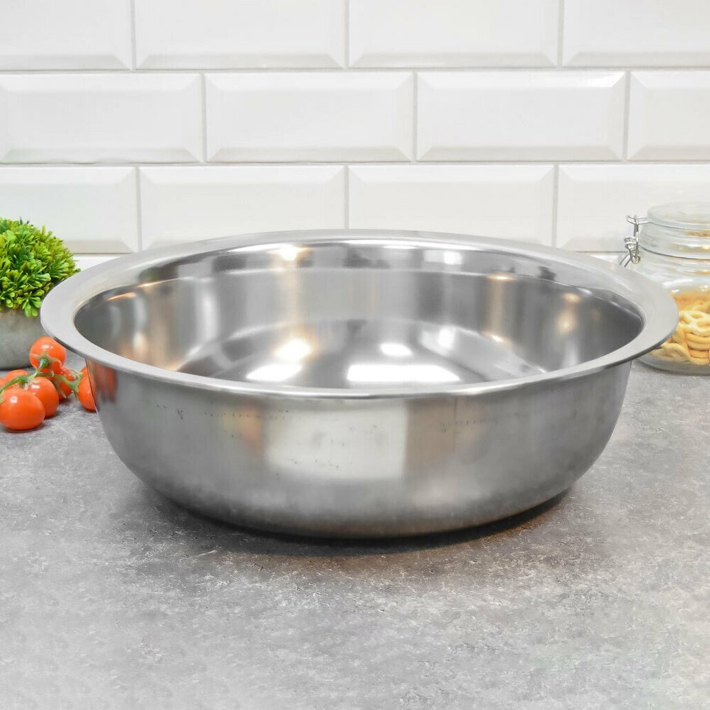 Таз универсальный 10л, диаметр 42.5 см, нержавеющая сталь, прочный и долговечный