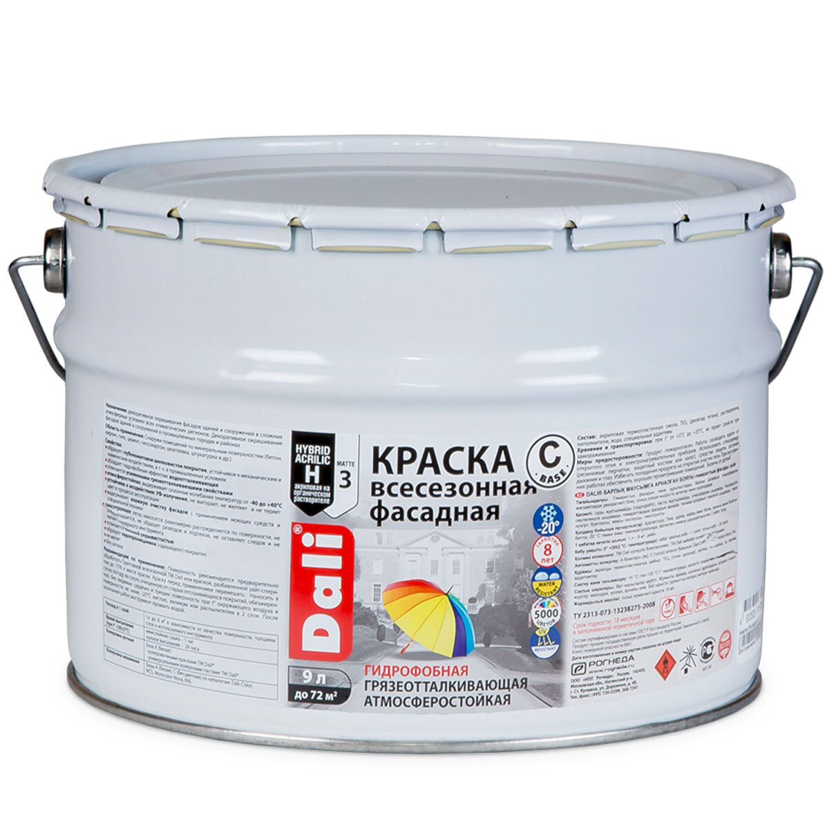Dali / Дали краска Всесезонная фасадная акриловая база С 9л