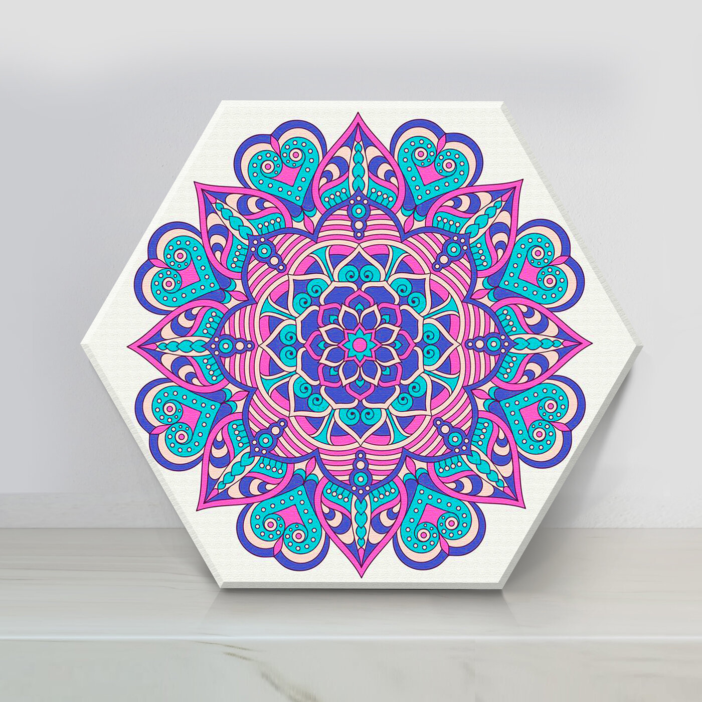 Картина по номерам 32х37см со светящ. краской гексагон Мандала на любовь Флюид VFH0006