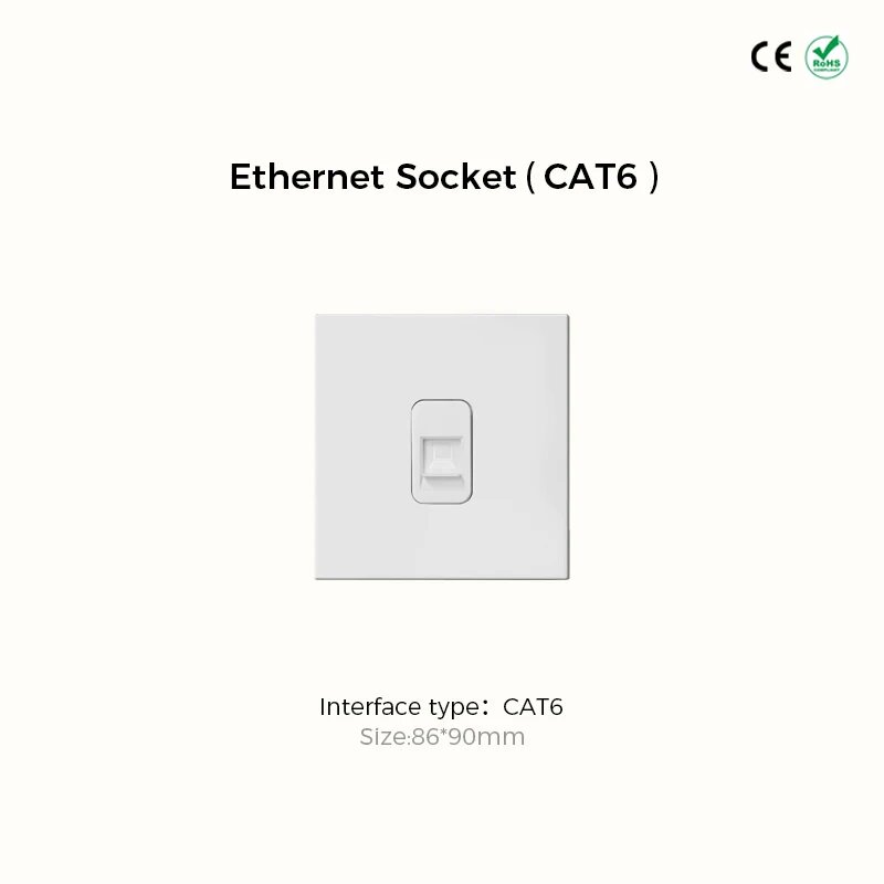 Переключатель-тумблер Avoir нержавеющая сталь белый Ethernet Socket