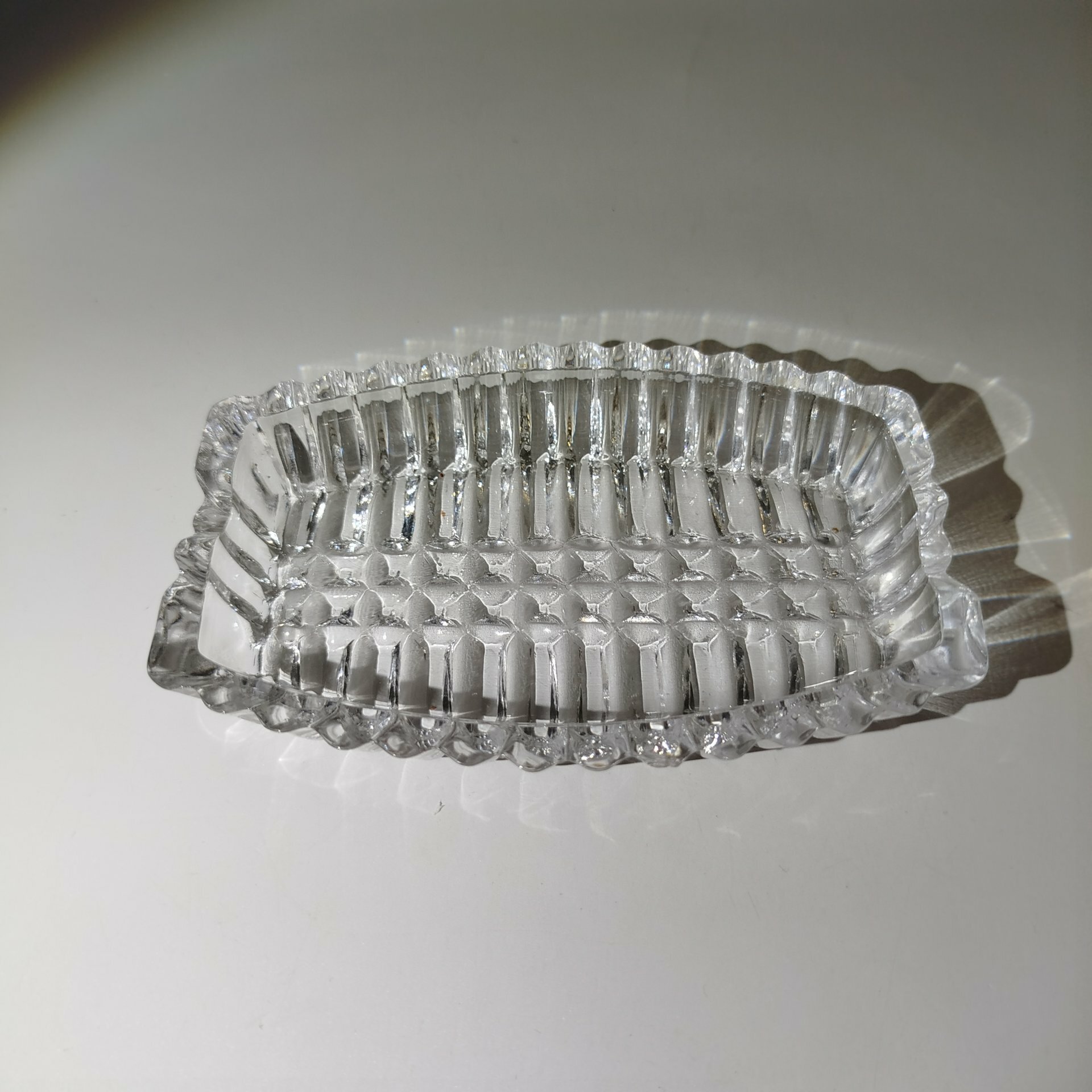 Пепельница с рельефным декором, хрусталь, Дятьковский хрустальный завод, СССР