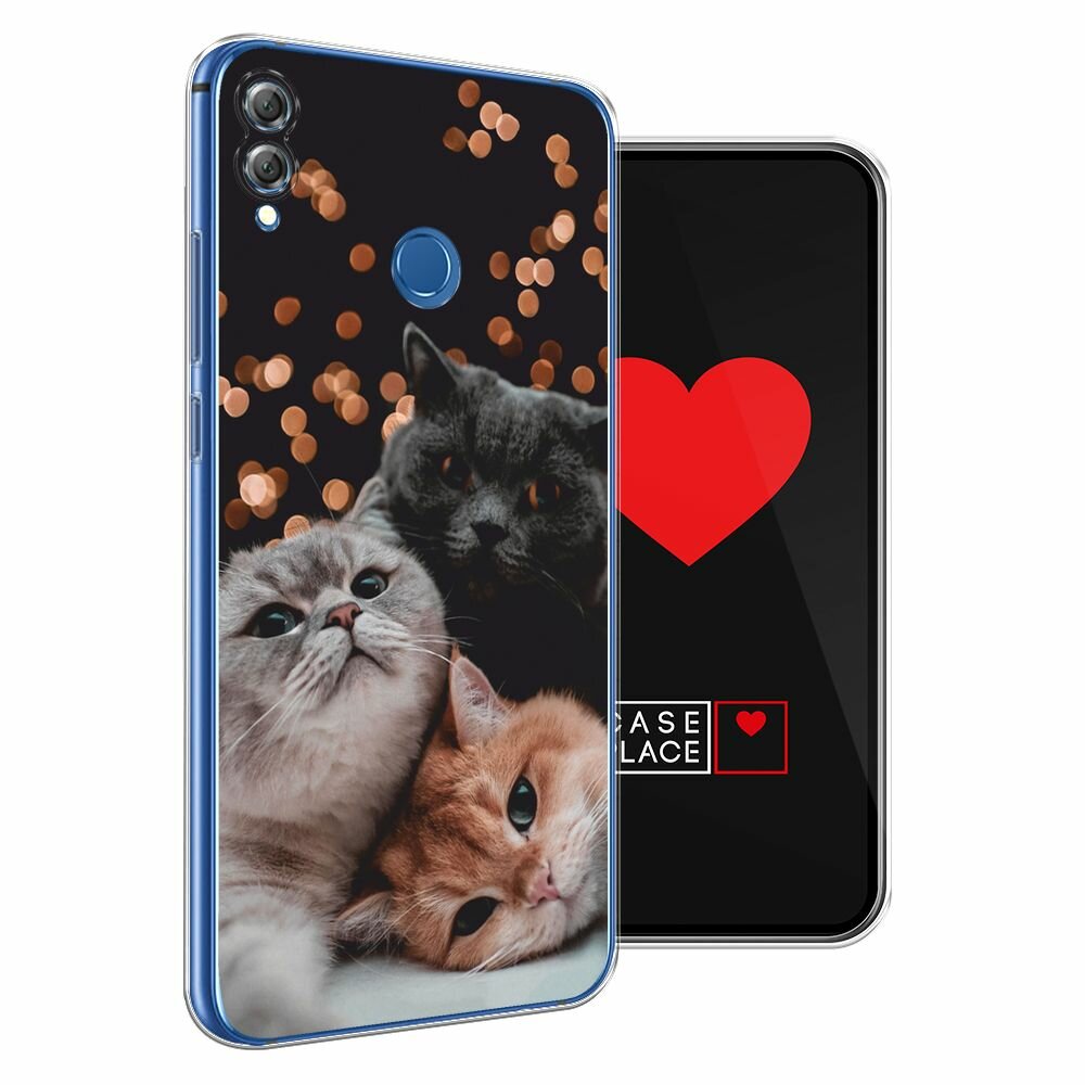 Силиконовый чехол на Honor 8X / Хонор 8Х с принтом "Кошачьи обнимашки" — фото 1