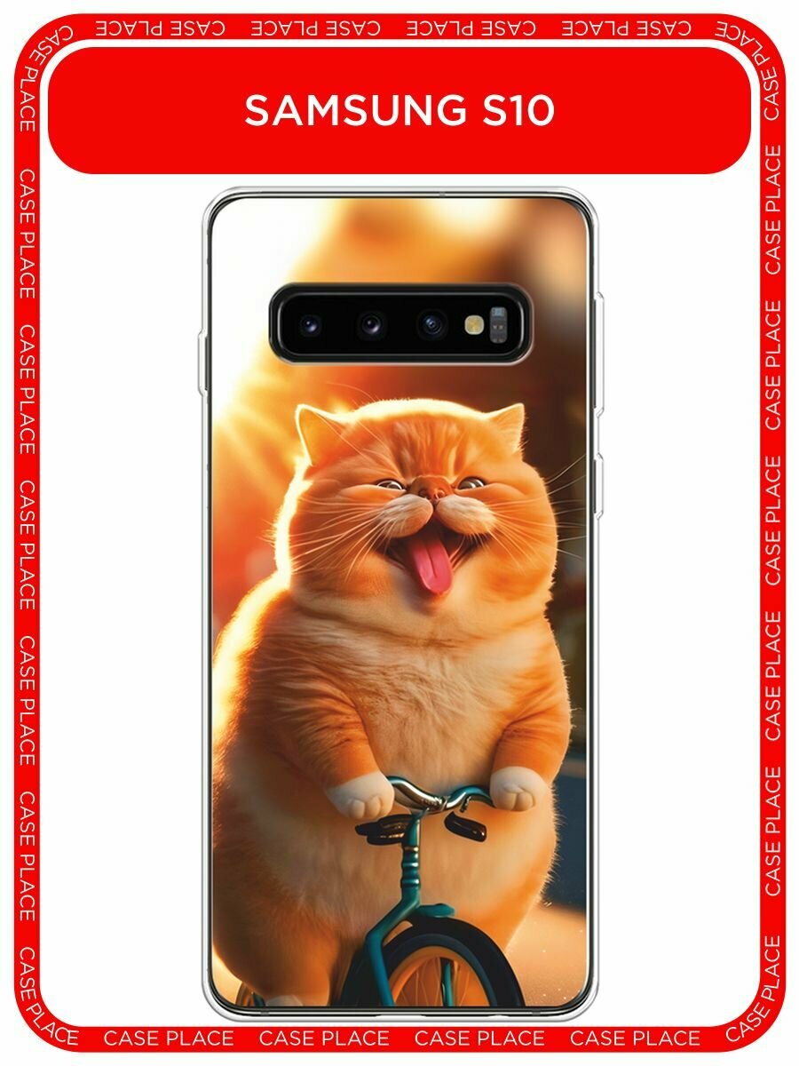 Чехол на Samsung Galaxy S10 / Самсунг Галакси S10 с принтом "Кот на велике"
