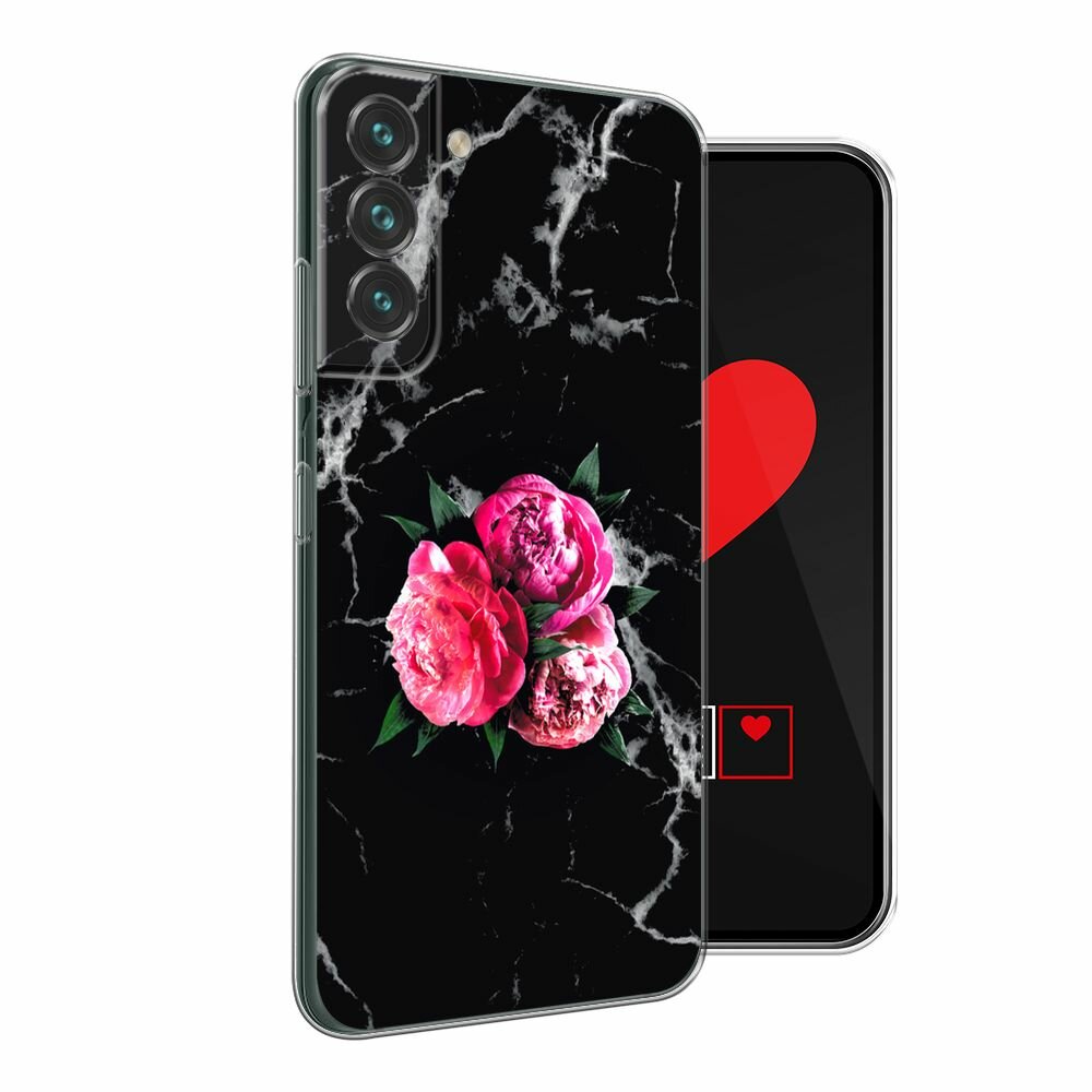 Чехол на Samsung Galaxy S22 / Самсунг Галакси S22 с принтом "Букет на черном мраморе" — фото 1
