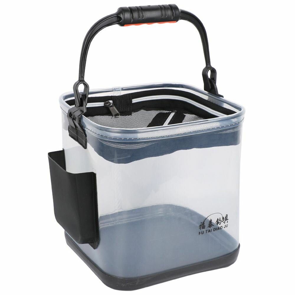 Ведро для рыбалки из ЭВА большой емкости, прозрачное, складное, утолщенное, с ручкой для кемпинга и путешествий