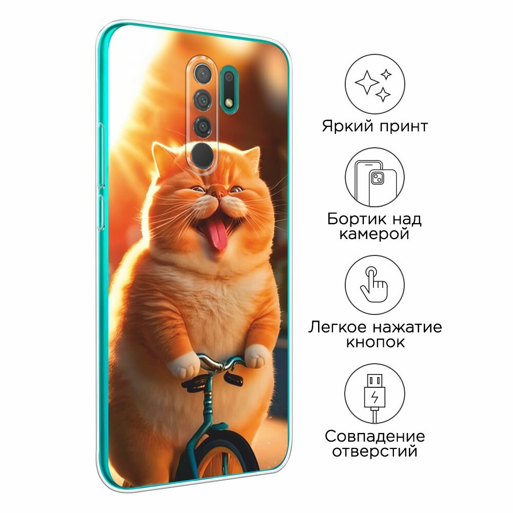 Чехол на Xiaomi Redmi 9 / Сяоми Редми 9 с принтом "Кот на велике" — фото 1