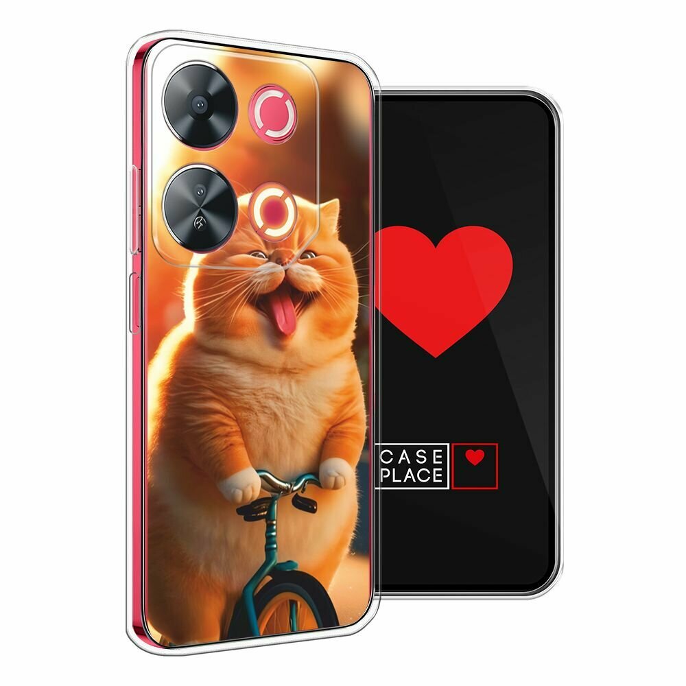 Силиконовый чехол на Itel P65 / Ител P65 с принтом "Кот на велике" — фото 1