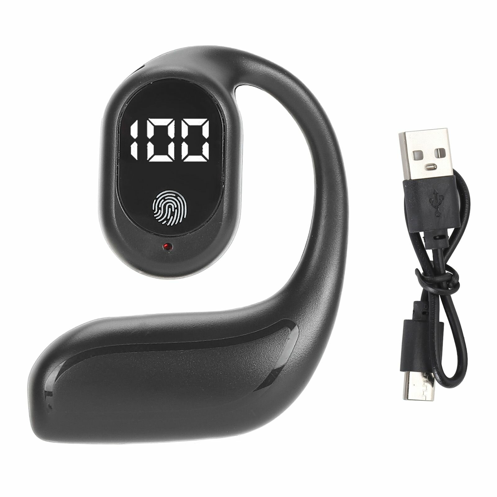 Bluetooth-гарнитура с одним ухом, многофункциональная BT 5,3, долговечная, с шумоподавлением, стереозвук, беспроводные спортивные наушники, черные
