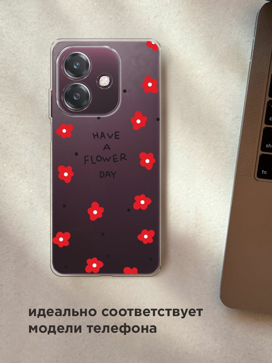 Чехол на Oppo A3/A3x / Оппо А3/A3x с принтом "Have a flower day 2", прозрачный — фото 1