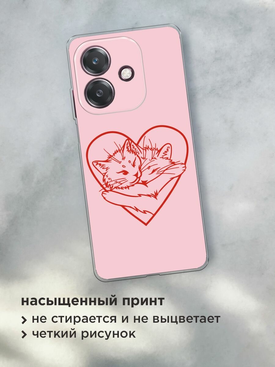 Чехол на Oppo A3/A3x / Оппо А3/A3x с принтом "Влюблённые котики рисунок 1 - 14 февраля" — фото 1