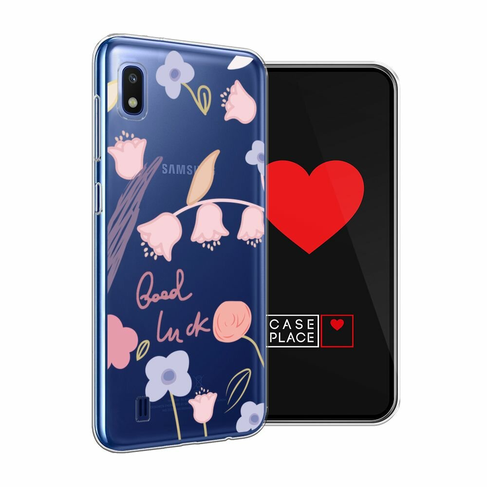 Чехол на Samsung Galaxy A10 / Самсунг Галакси А10 с принтом "Lucky flowers", прозрачный — фото 1